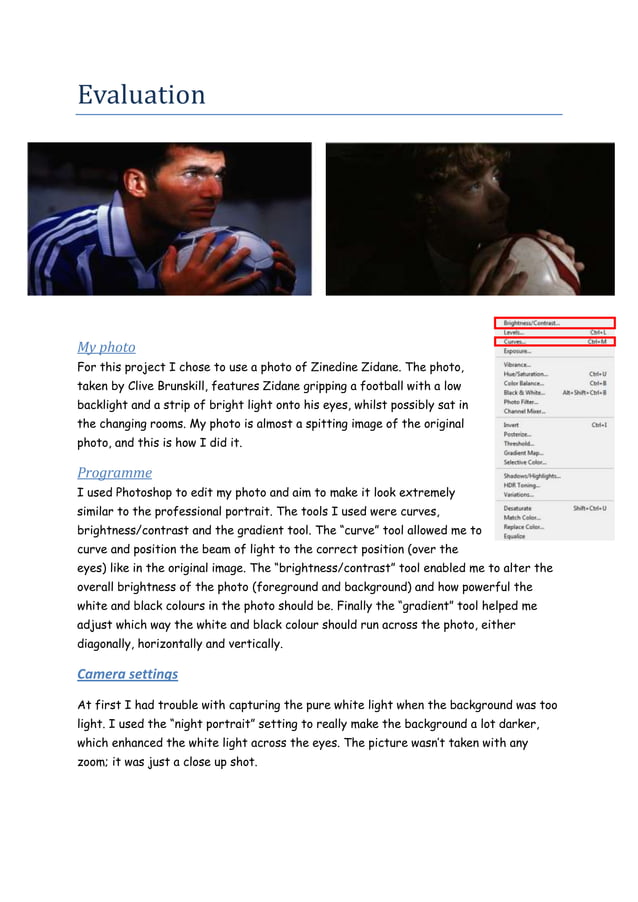Portrait Photo - Evaluation | DOCX | Photo Editing Software | Computer ...