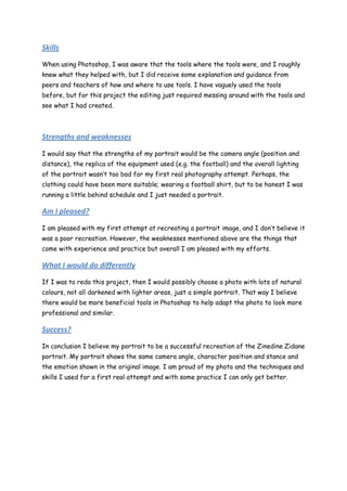 Portrait Photo - Evaluation | DOCX | Photo Editing Software | Computer ...