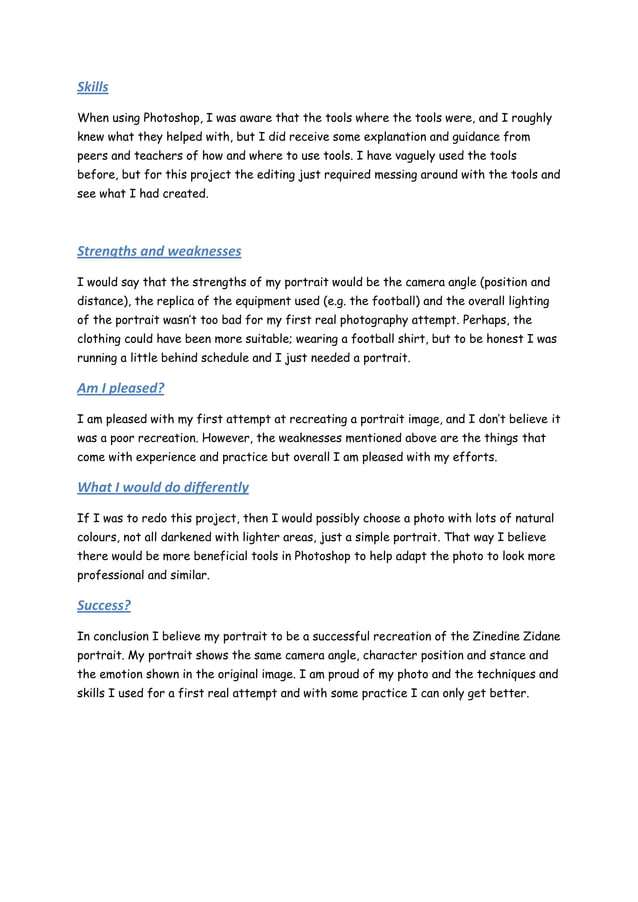 Portrait Photo - Evaluation | DOCX | Photo Editing Software | Computer ...