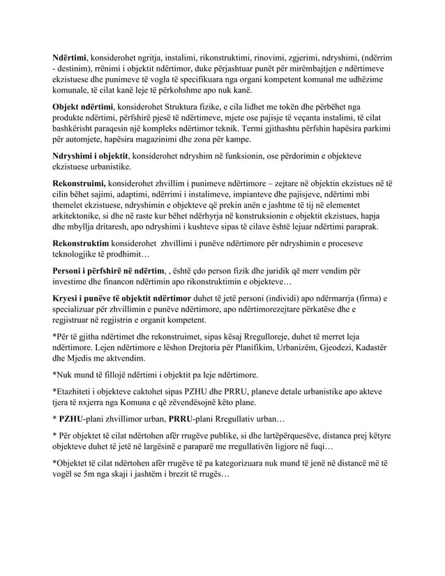 Rregullativë Ndërtimore FNA - Universiteti i Prishtinës | PDF