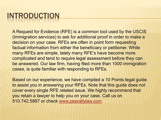 USCIS RFE PRESENTATION | PPTX