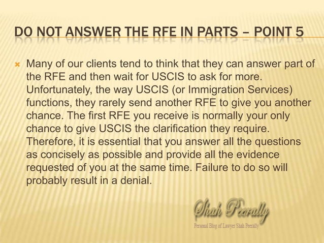 USCIS RFE PRESENTATION | PPTX