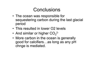 Past Ocean sequestration of carbon and implications for calcifiers ...