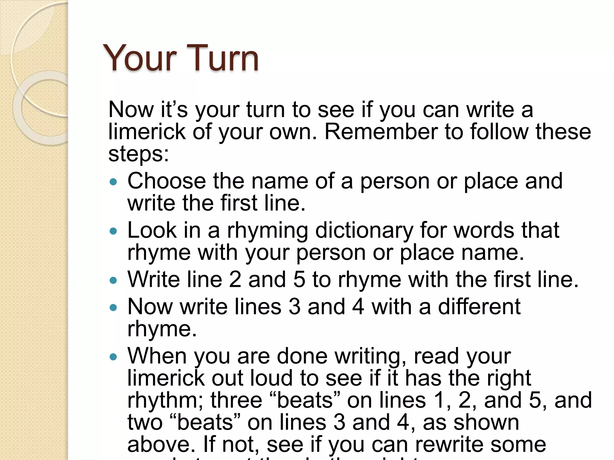 Rhythm & Rhyme and Limerick | PPTX