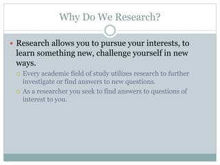 The Fundamentals of Conducting Research | PPTX