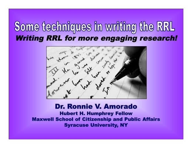 Rrl techniques dr. ronnie amorado | PDF | Publishing Industry | Industries