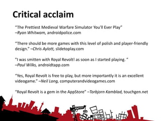 Royal Revolt: Success on Windows Phone | Talk from GDCE 2013, Cologne | PPT