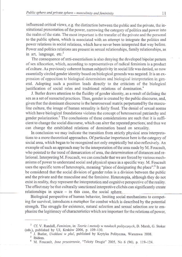 Public sphere and private sphere - masculinity and femininity | PDF