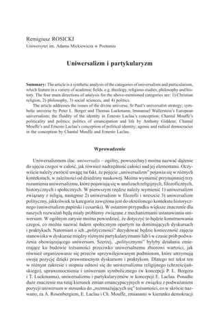 Uniwersalizm i partykularyzm | PDF