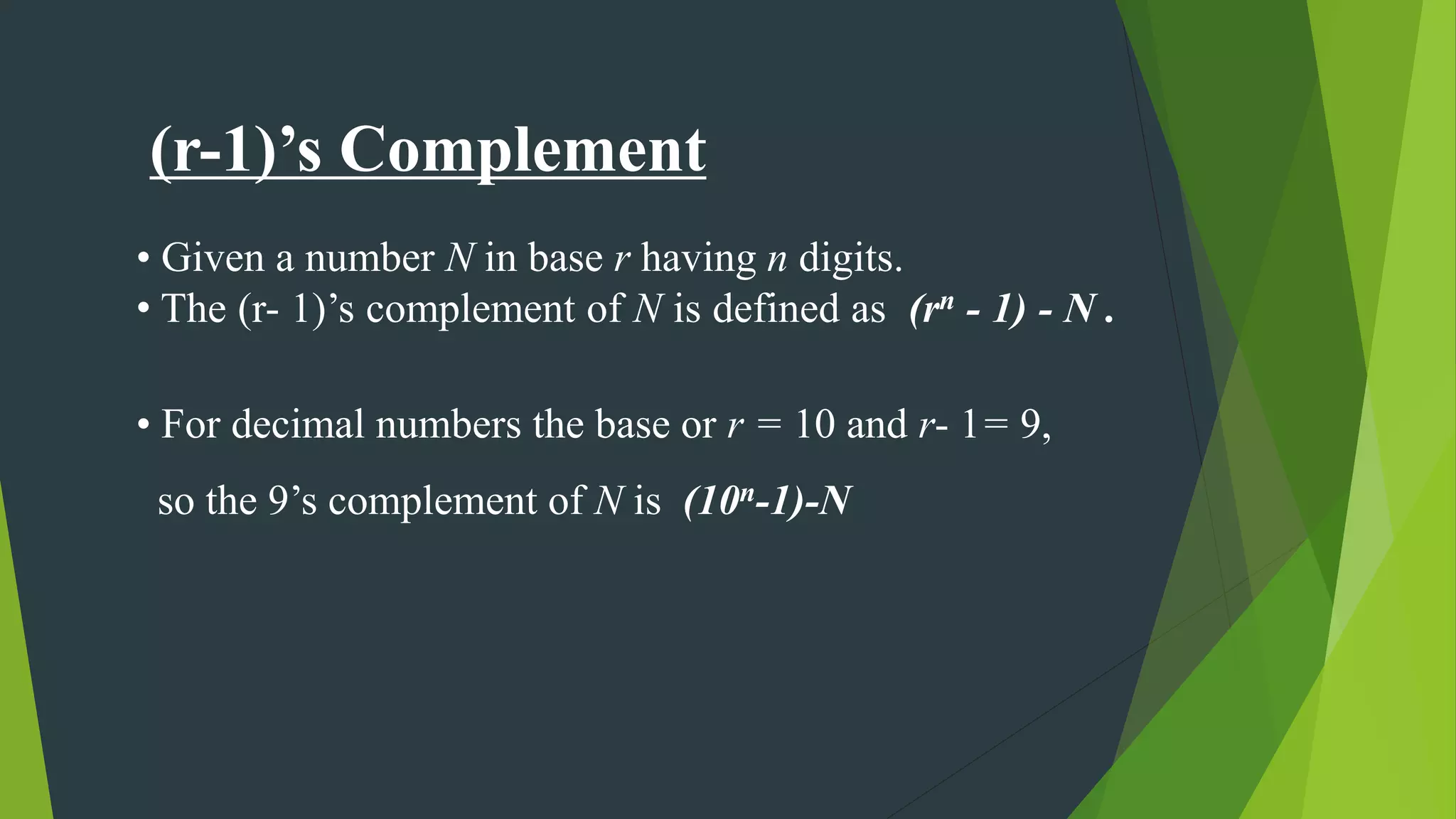 Complements of numbers | PPTX