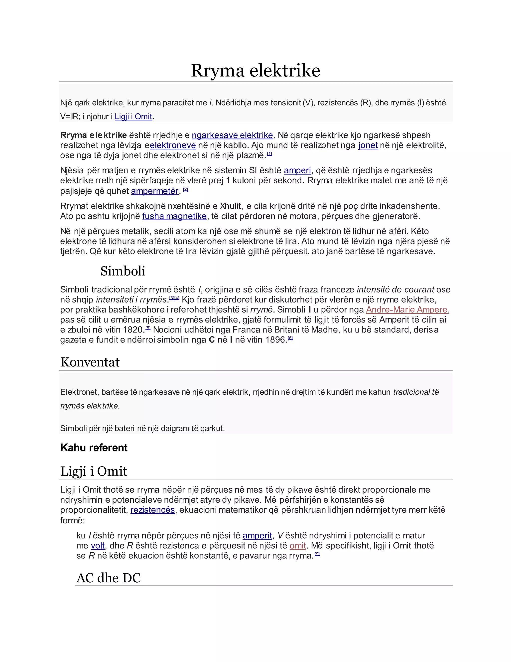 Rryma elektrike | DOCX
