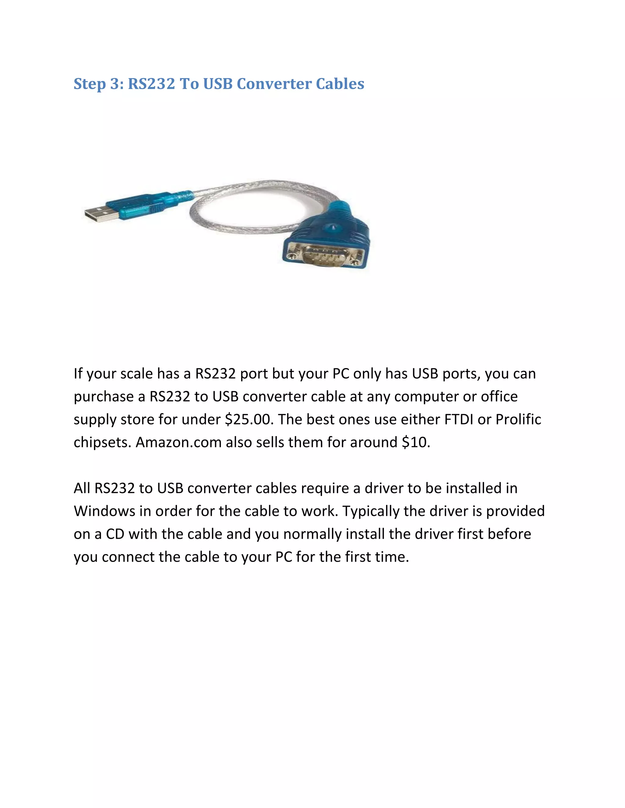 Rs 232 options how to connect an electronic balance or scale to a pc ...