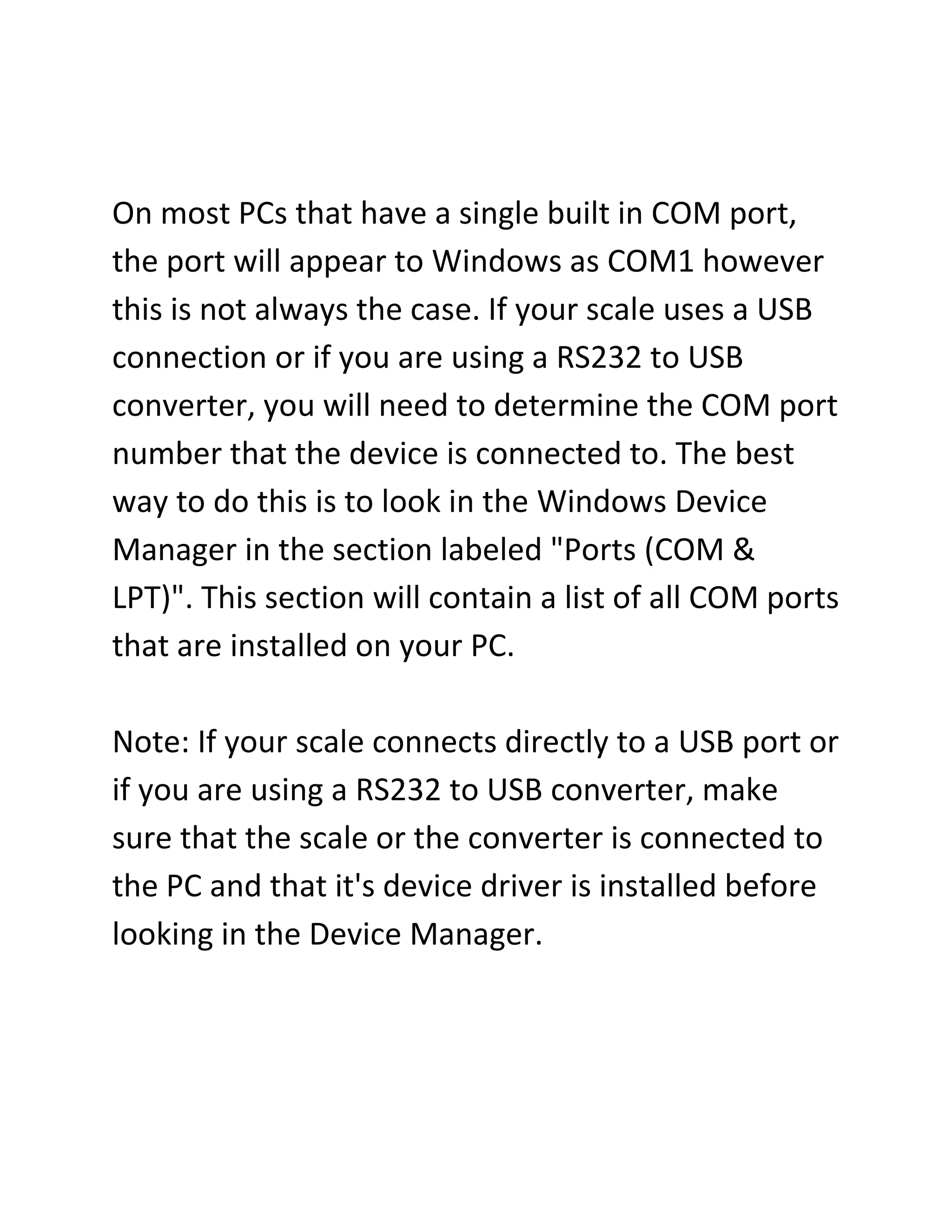 Rs 232 options how to connect an electronic balance or scale to a pc ...