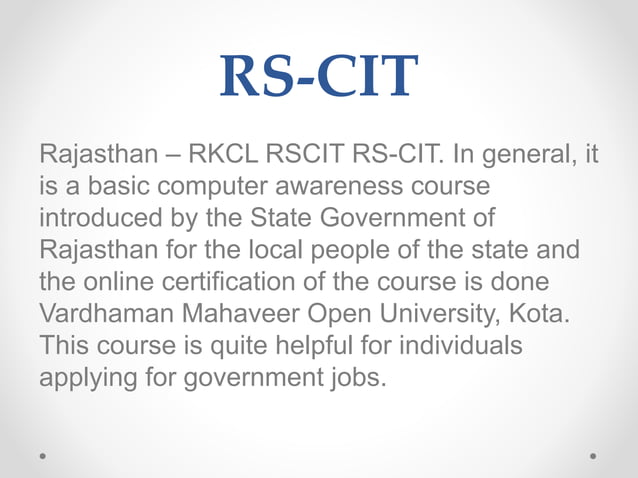 RS-CIT program | PPTX | Technology & Computing