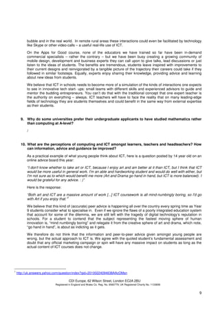 Royal Society - Computing in Schools - Call for Evidence | PDF