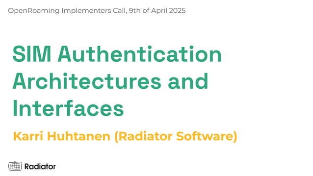 SIM Authentication Architectures and Interfaces | PDF