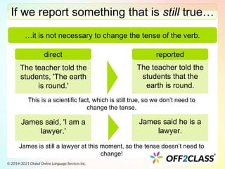 Reported Speech – Free ESL Lesson Plan | PPTX