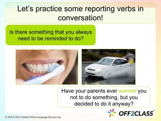 Reporting Verbs – Free ESL Lesson Plan | PPTX | Programming Languages ...