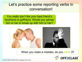 Reporting Verbs – Free ESL Lesson Plan | PPTX | Programming Languages ...