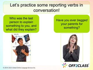 Reporting Verbs – Free ESL Lesson Plan | PPTX | Programming Languages ...