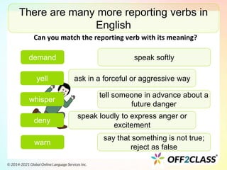 Reporting Verbs – Free ESL Lesson Plan | PPTX | Programming Languages ...