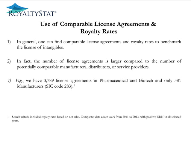 Comparability analysis using royalty rates | PPT