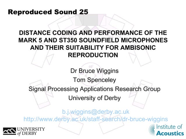 Distance Coding And Performance Of The Mark 5 And St350 Soundfield ...