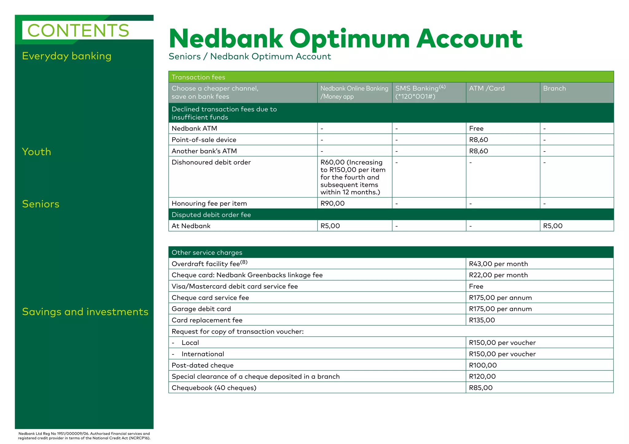 Nedbank Brochure for Pricing | PDF