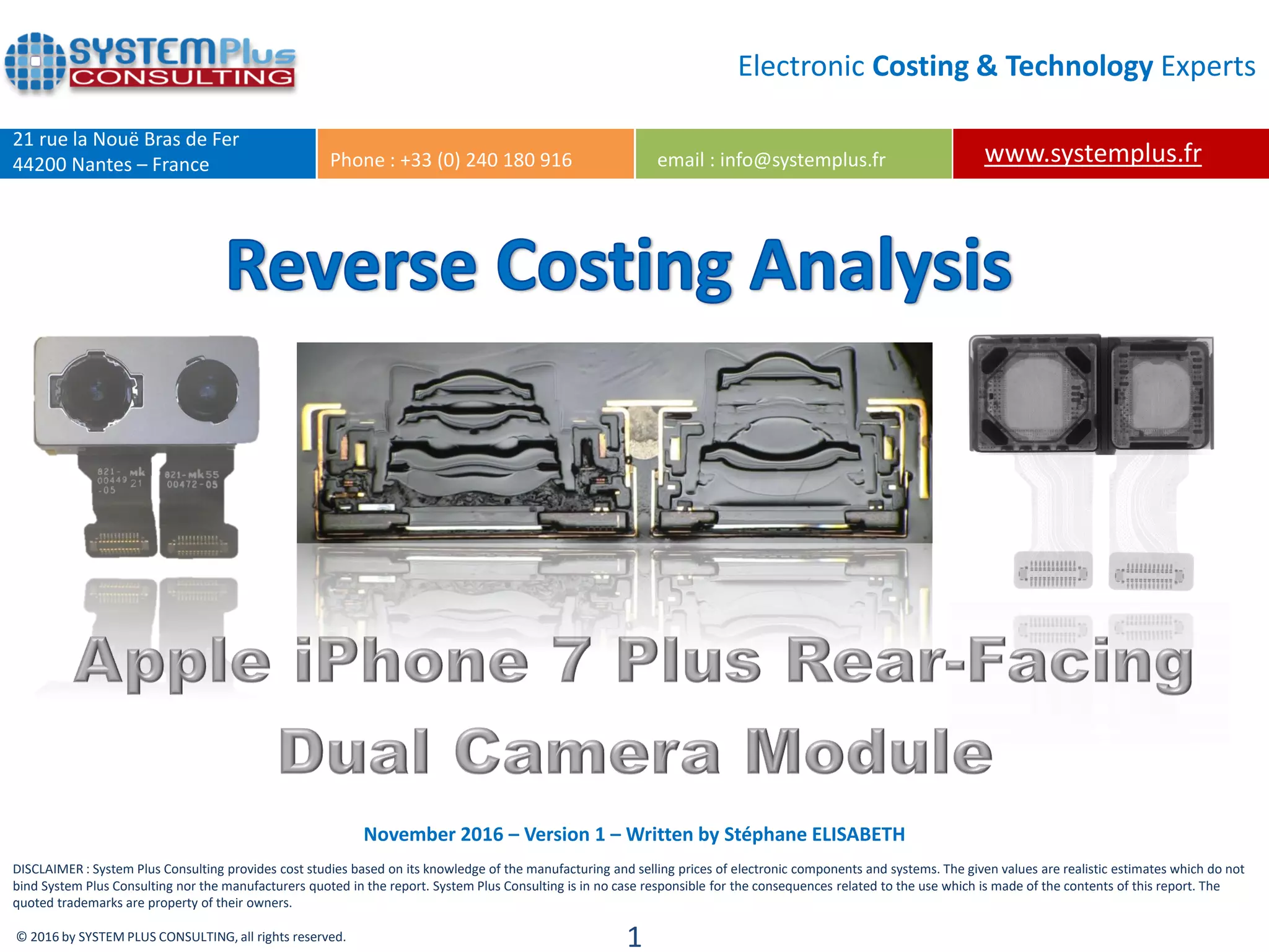 Apple iPhone 7 Plus: Rear-Facing Dual Camera Module 2016 teardown ...