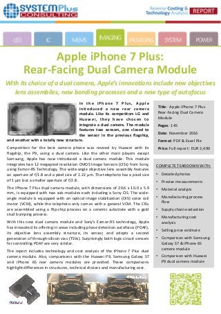 Apple iPhone 7 Plus: Rear-Facing Dual Camera Module 2016 teardown ...