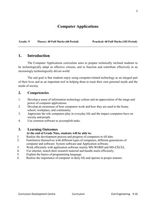 civil engineering-curriculum-Grade 9 and 10 | PDF