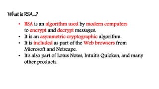 RSA ALGORITHM | PPTX
