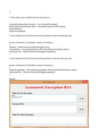 RSA alogrithm | DOC | Programming Languages | Computing