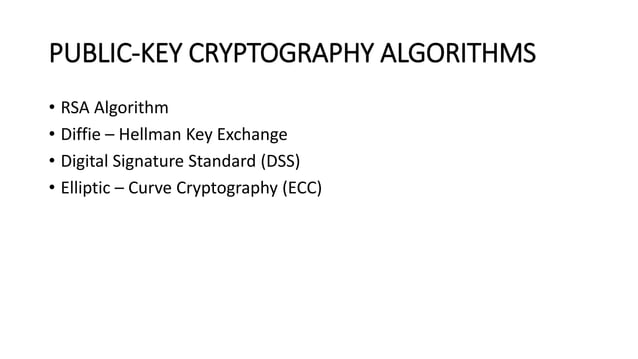 PUBLIC-KEY CRYPTOGRAPHY PRINCIPLES | PPT