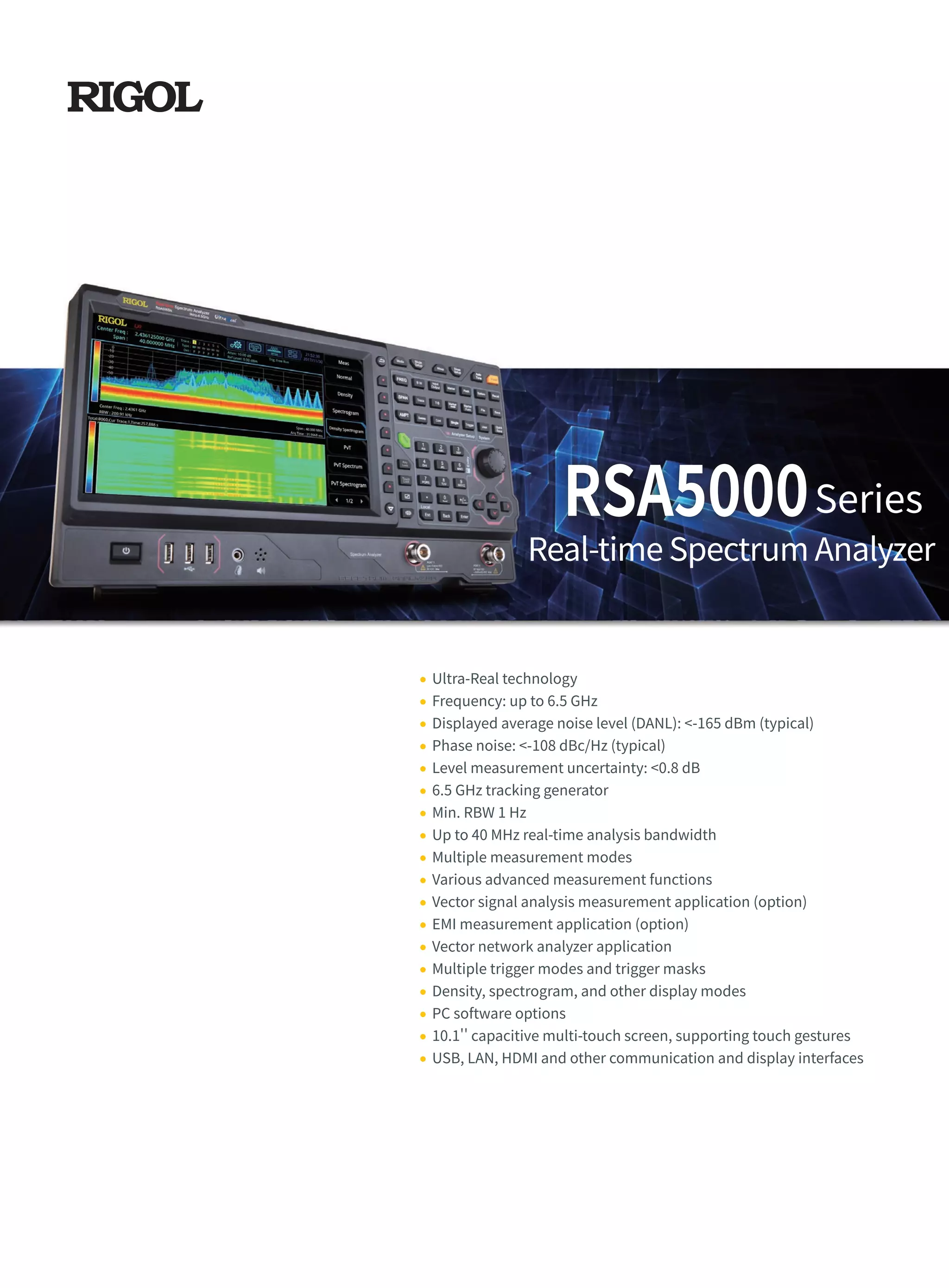 RIGOL Real-time spectrum analyzer RSA5000 Series | PDF