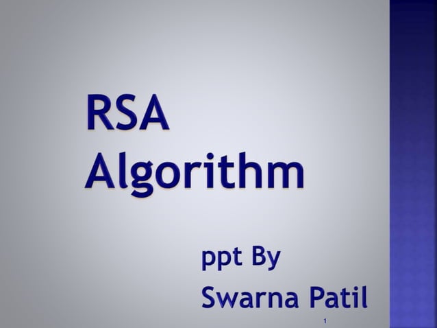 Rsa algorithm key generation | PPT