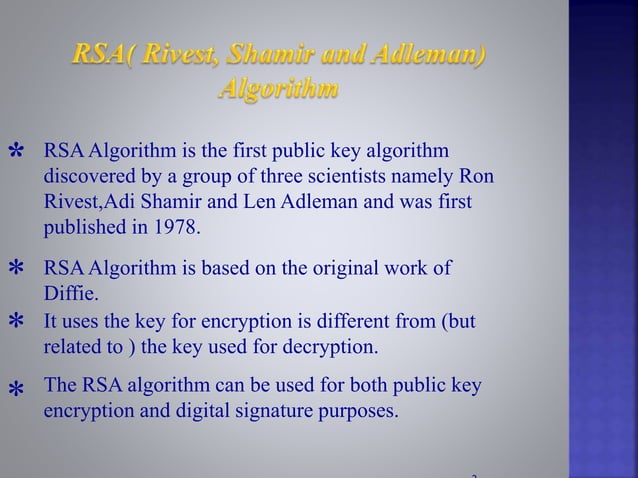 Rsa algorithm key generation | PPT
