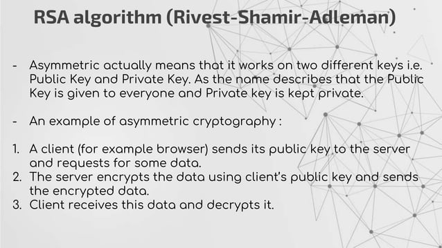 Rsa algorithm (rivest shamir-adleman) | PPTX | Information and Network Security | Computing