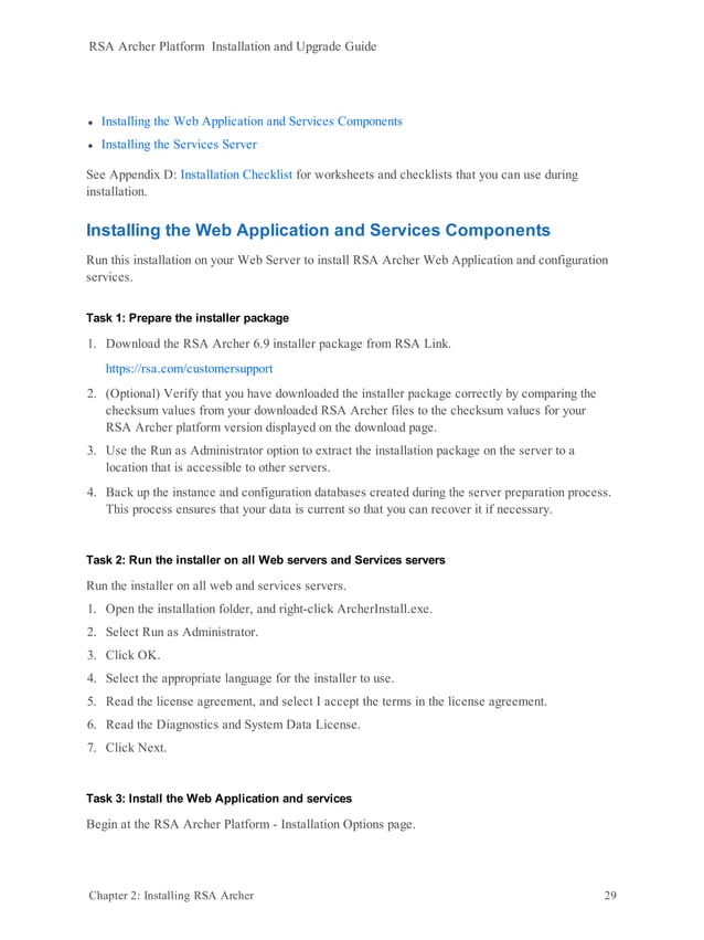 Rsa archer 6.9 platform installation and upgrade guide (3) | PDF