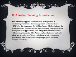 Rsa archer training | PPT