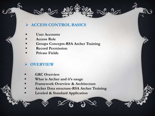Rsa archer training | PPT