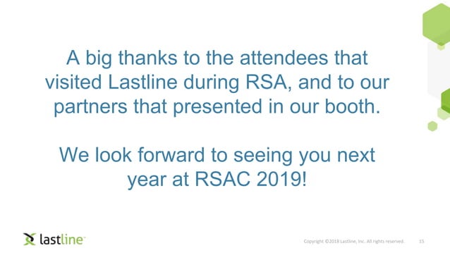Lastline RSAC 2018 Highlights | PPT