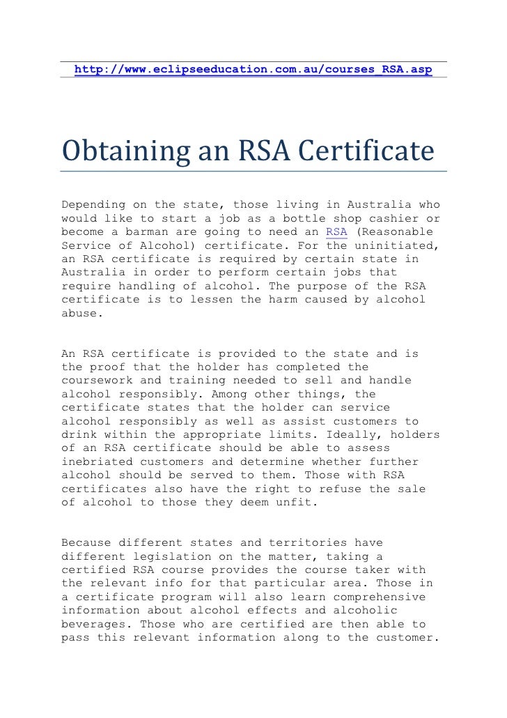 Rsa certificate