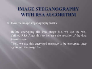 Rsa cryptography &steganography | PPTX