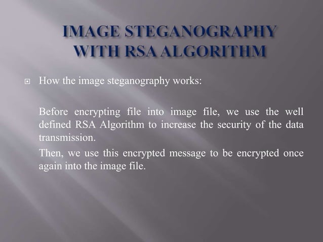 Rsa cryptography &steganography | PPT