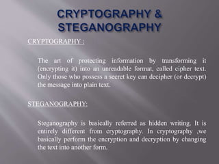 Rsa cryptography &steganography | PPTX