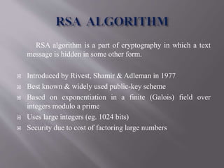Rsa cryptography &steganography | PPTX