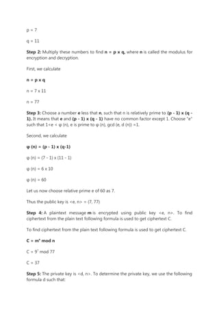 Cryptography notes for iss2 information system security | DOCX