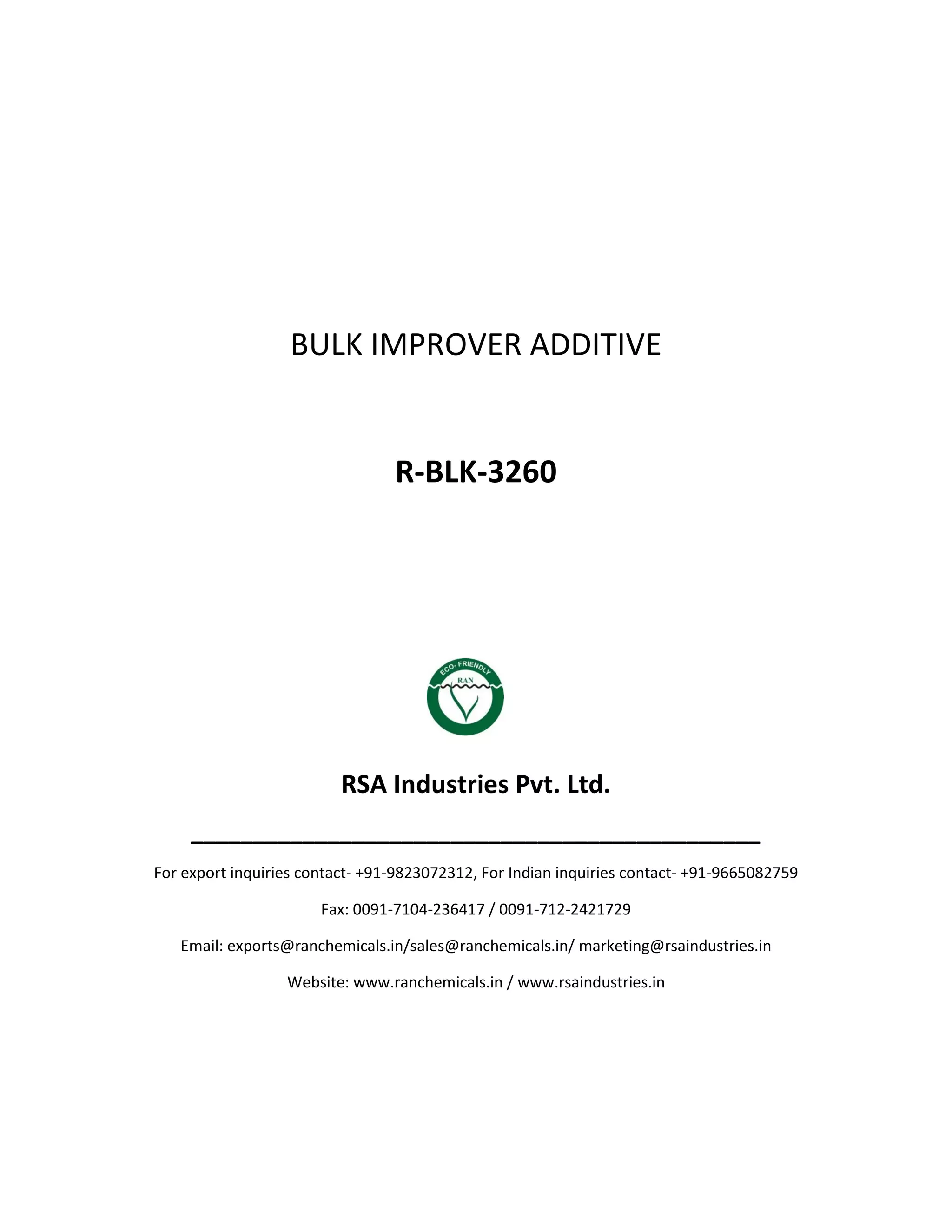 RSA Industries, India - Products - Paper Chemicals - Bulk Improver (R ...