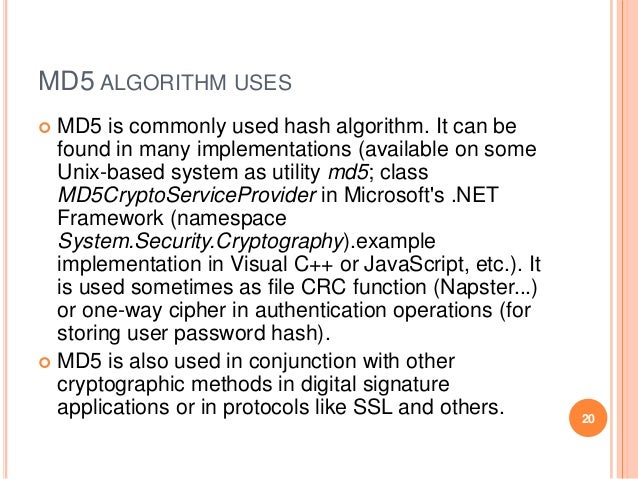 Rsa And Md5 Algorithm